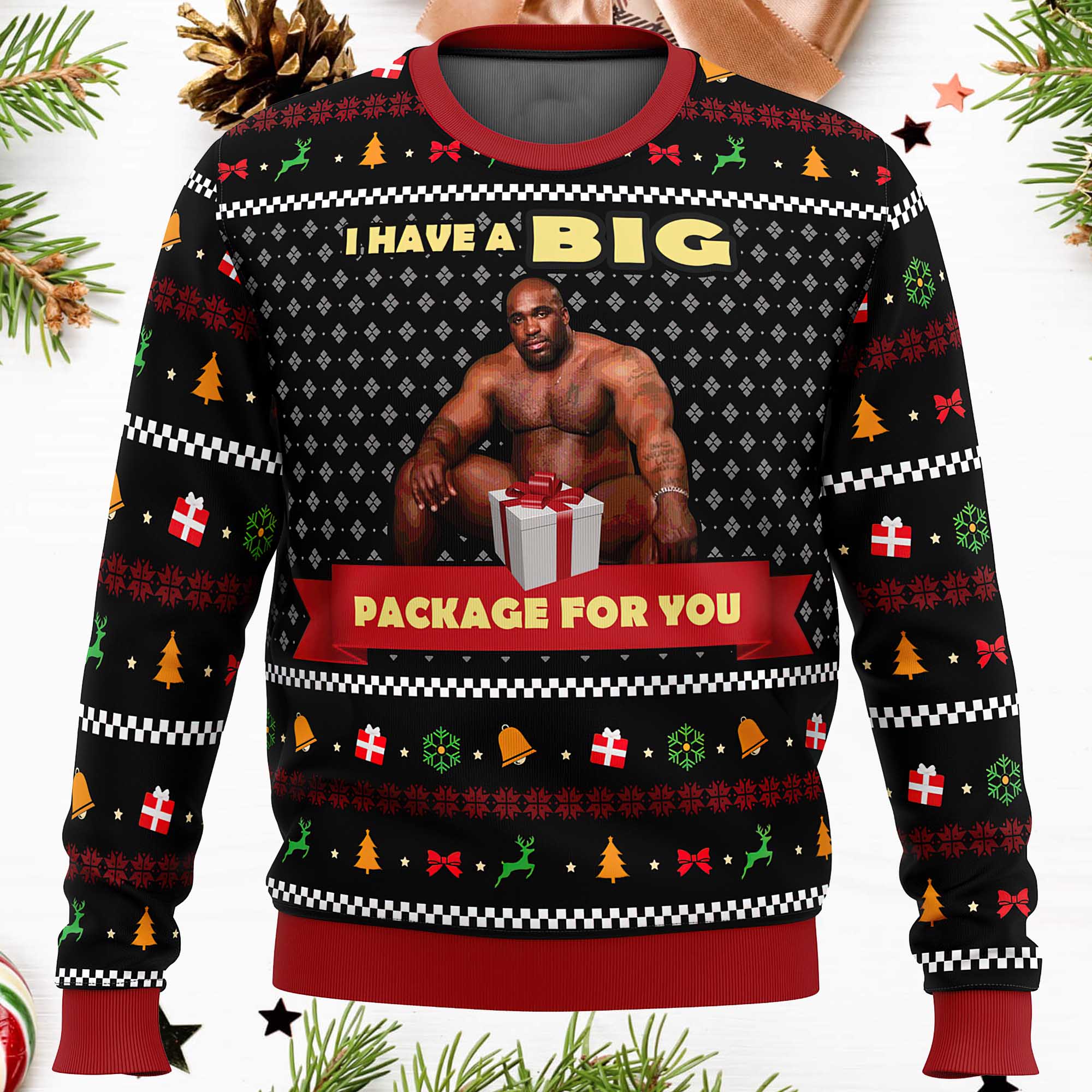 Big Package Barry Wood Meme Ugly Christmas Sweater - Nouvette