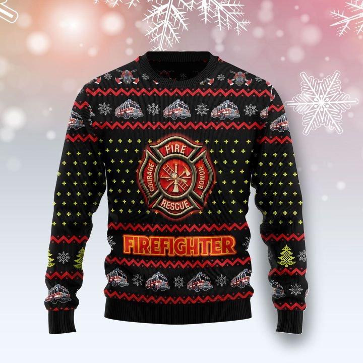 Firefighter Fire Honor Rescue Courage Christmas Sweater - Nouvette