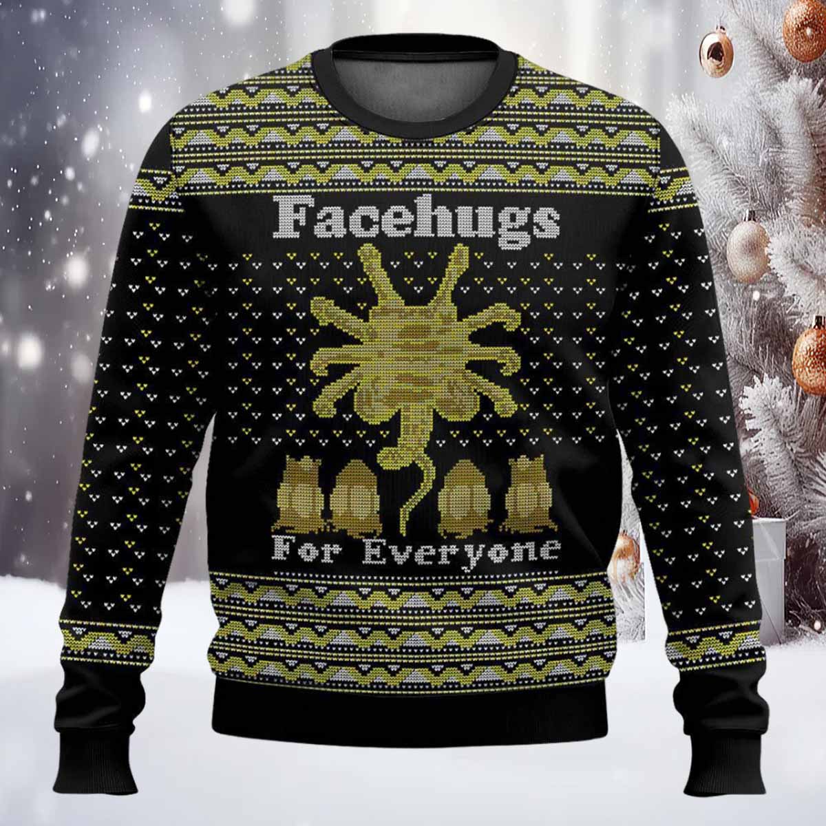 Face Hugs For Everyone Alien Ugly Sweater - Nouvette