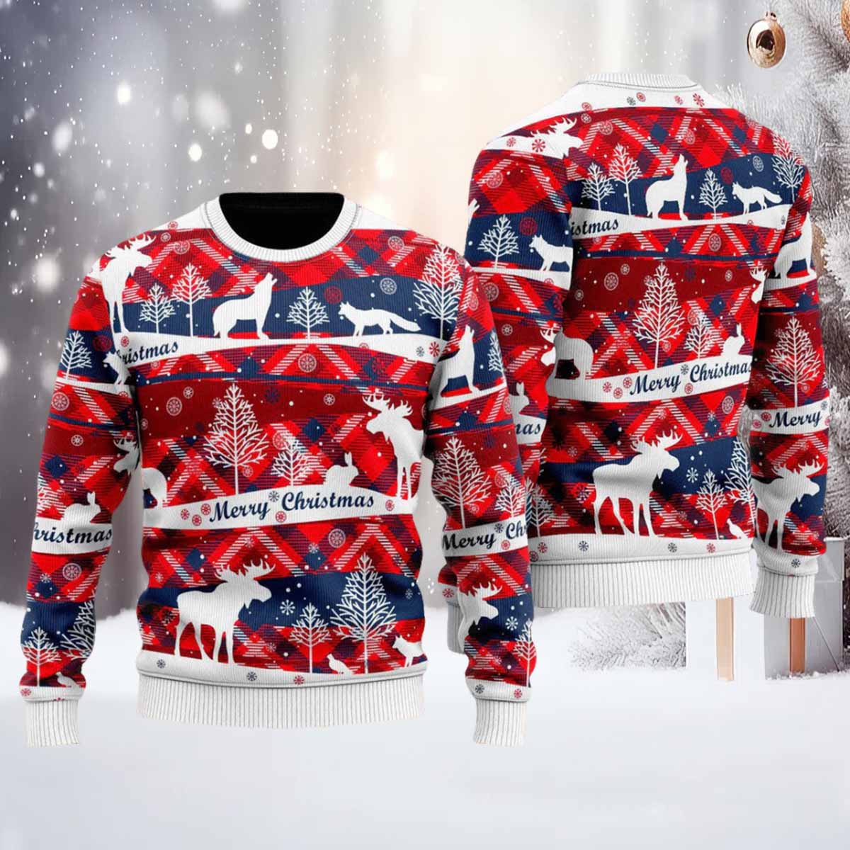 Red Blue Light Up Ugly Christmas Sweater - Nouvette