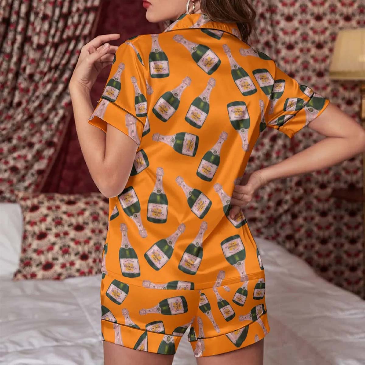 Orange Veuve Clicquot Bottles Pajama Set - Nouvette