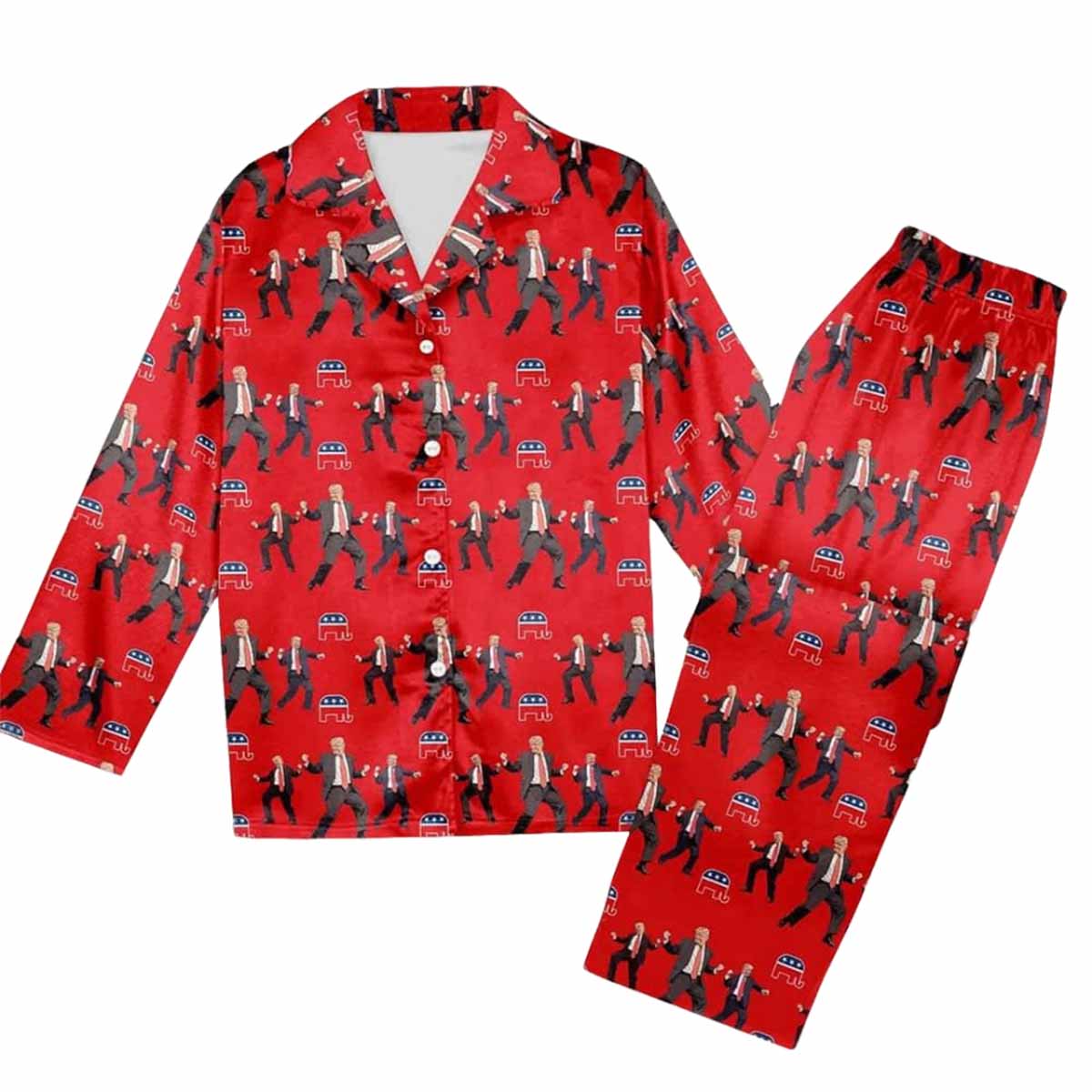 Red Trump Dancing Christmas Pajamas Set - Nouvette
