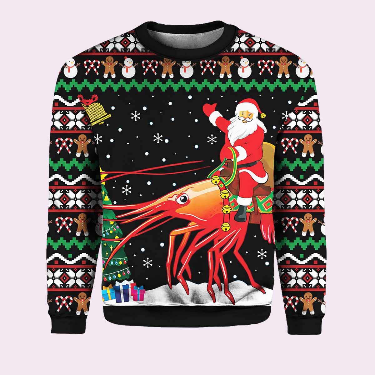 Santa Claus Riding A Lobster Ugly Christmas Sweater - Nouvette