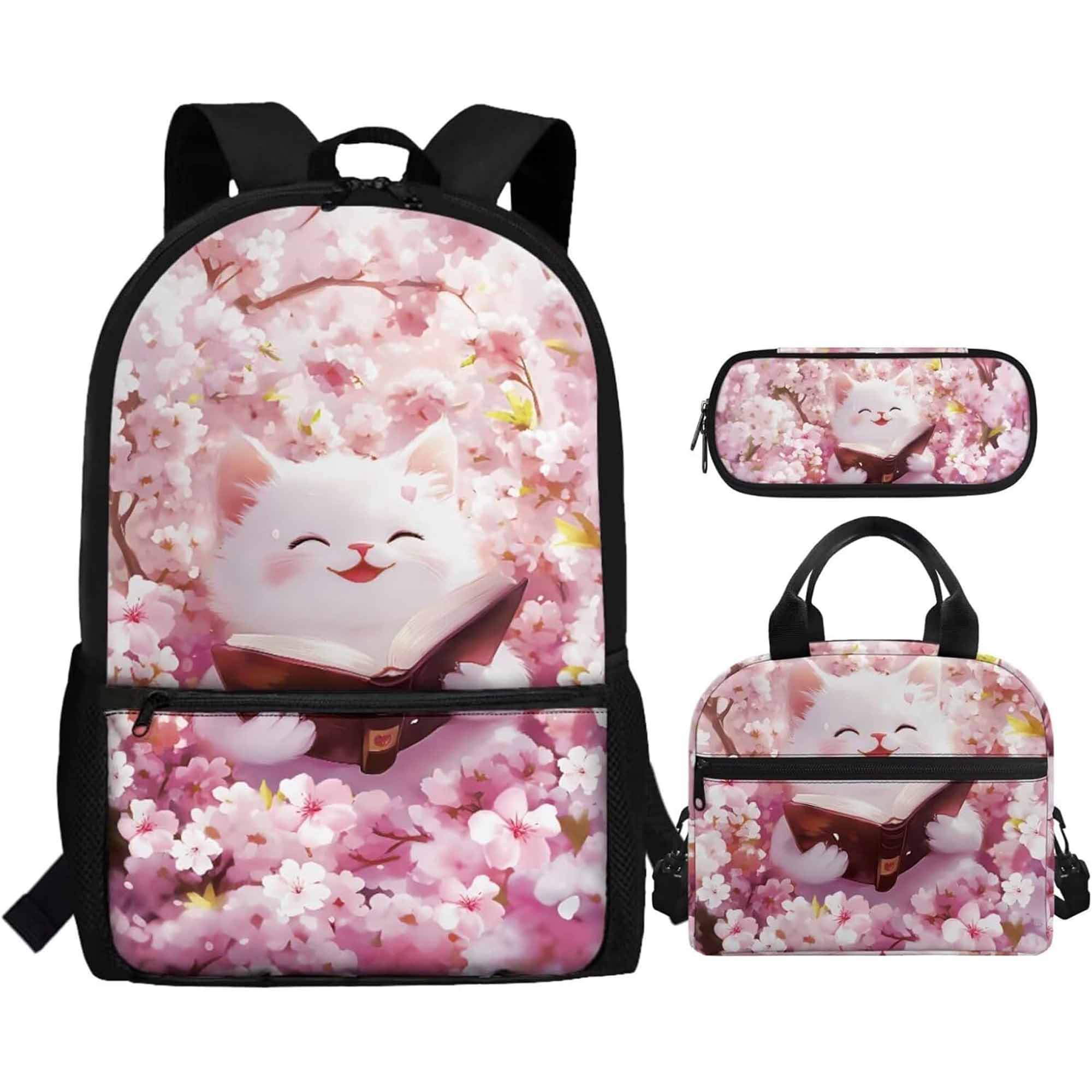 Cheery Blossom Cat Backpack for School - Nouvette