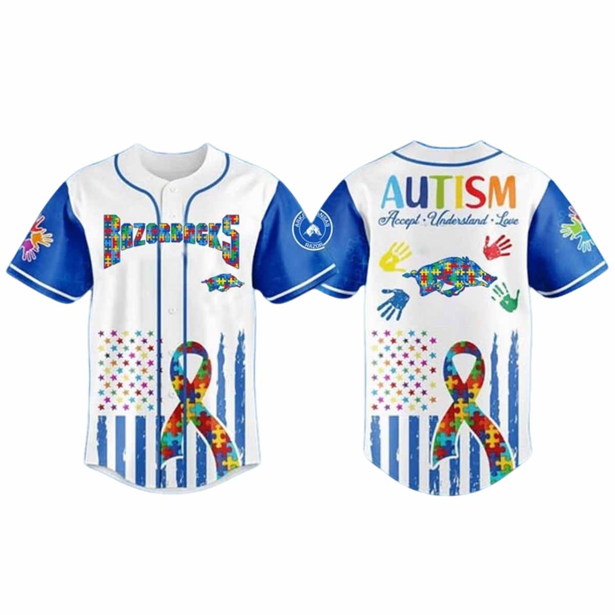 Razorbacks Autism Awareness Month Baseball Jersey 2025 - Nouvette