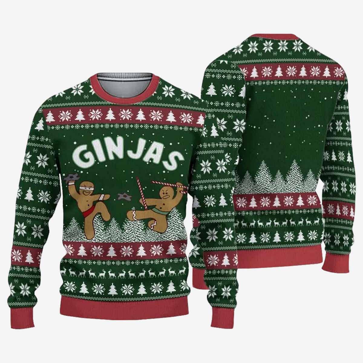 Ginjas Ninjas Gingerbread Ninjabread Ugly Christmas Sweater - Nouvette