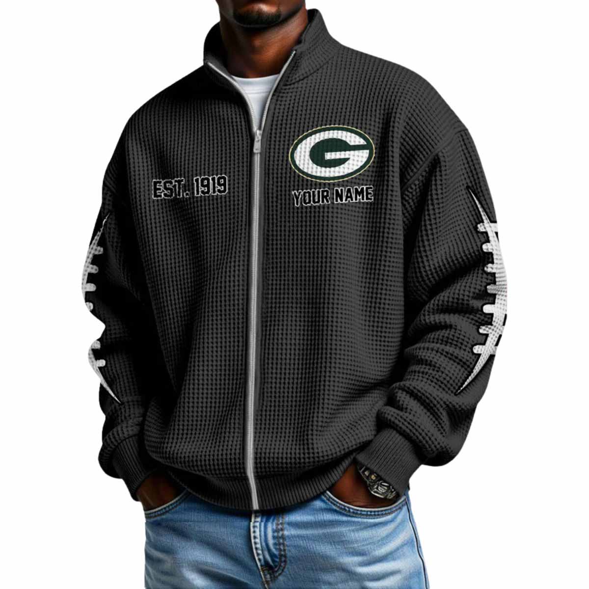 2025 Packers Est 1919 Waffle Zip Up Sweatshirt - Nouvette